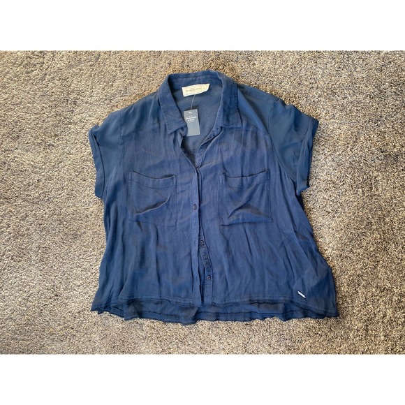 Abercrombie & Fitch | Tops | Nwt Abercrombie Navy Short Sleeve Button ...